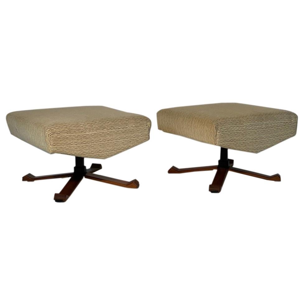 Pair of Italian Mid Century Ebonized Stools For Sale at 1stDibs