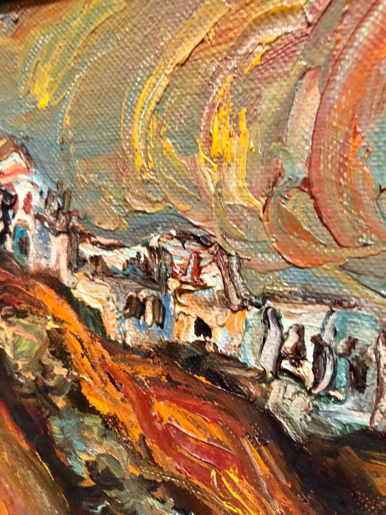Isaac Frenel - Israeli Landscape Old Jerusalem or Safed Impasto Oil ...