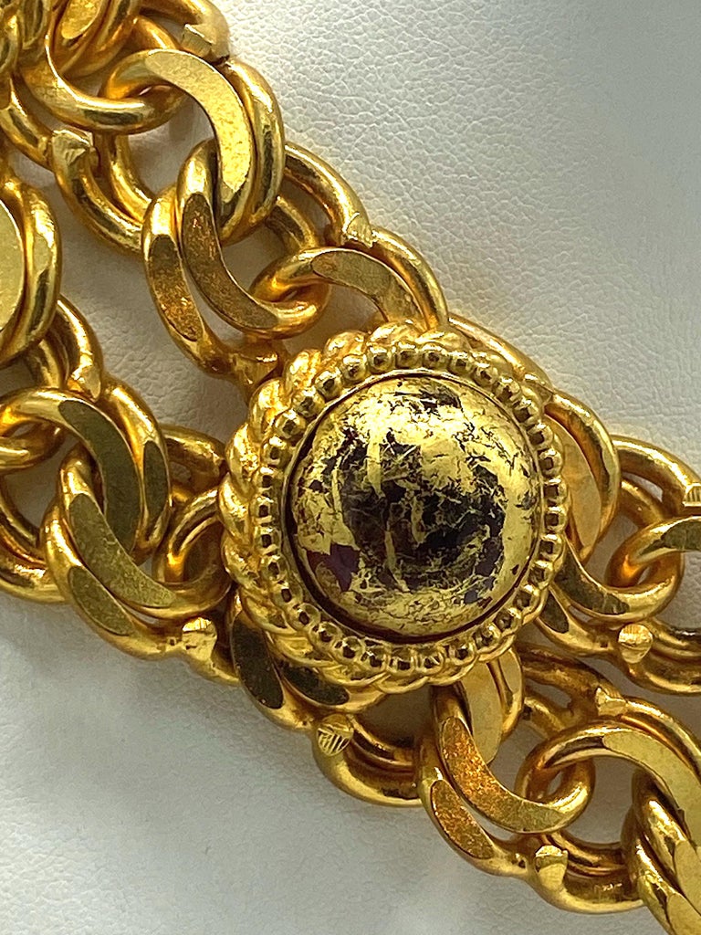 Isabel Canovas Gold Chain with Art Glass Cabochon 1980s Collar Necklace ...