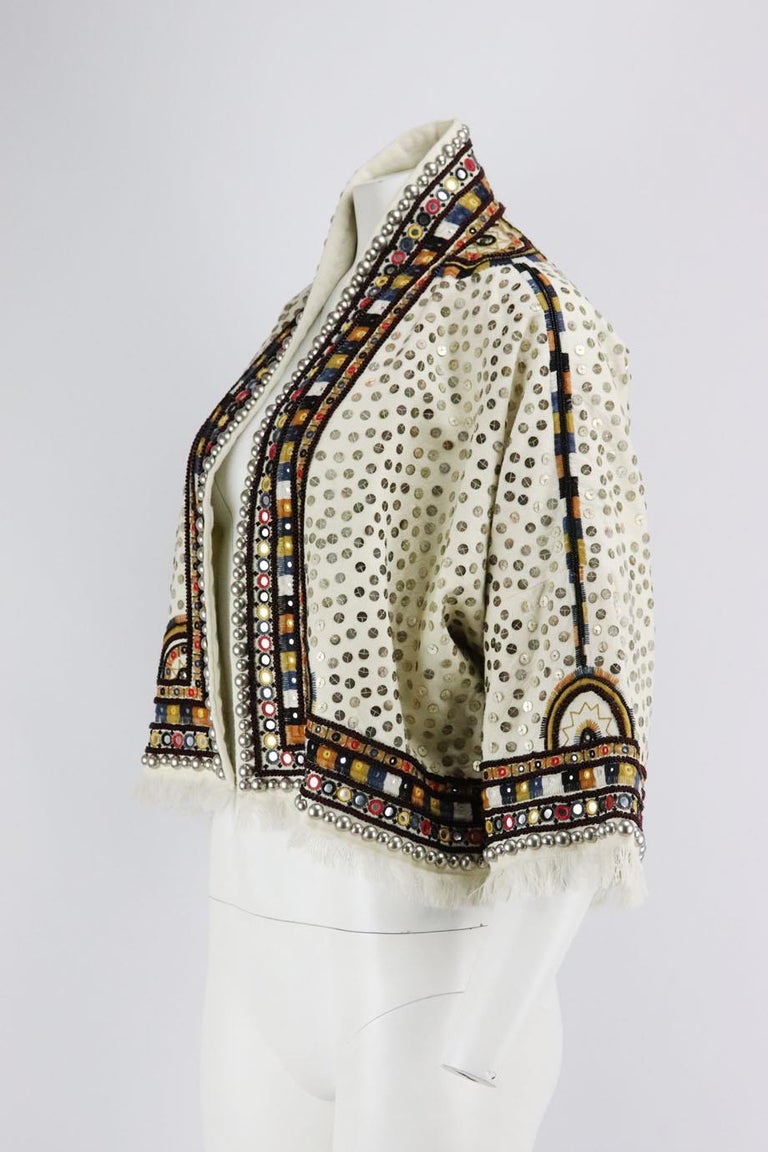 Isabel Marant Embellished Canvas Jacket Fr 40 Uk 12 For Sale at 1stDibs