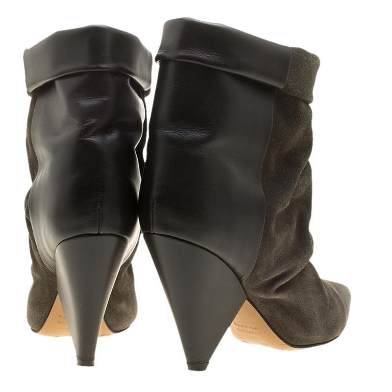Isabel Marant Khaki Green Suede and Black Leather Andrew Pointed Toe ...