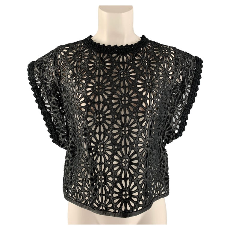 ISABEL MARANT Size 4 Black Viscose Crochet Cropped Dress Top at 1stDibs