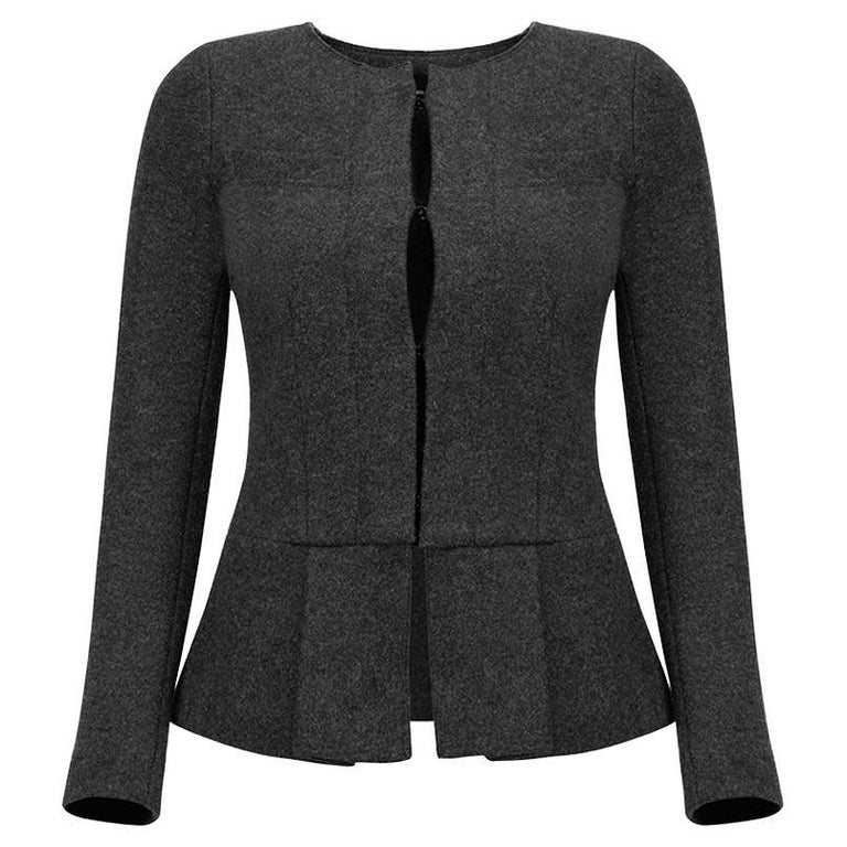 Isabel Marant Women's Grey Wool Collarless Fitted Jacket For Sale at 1stDibs