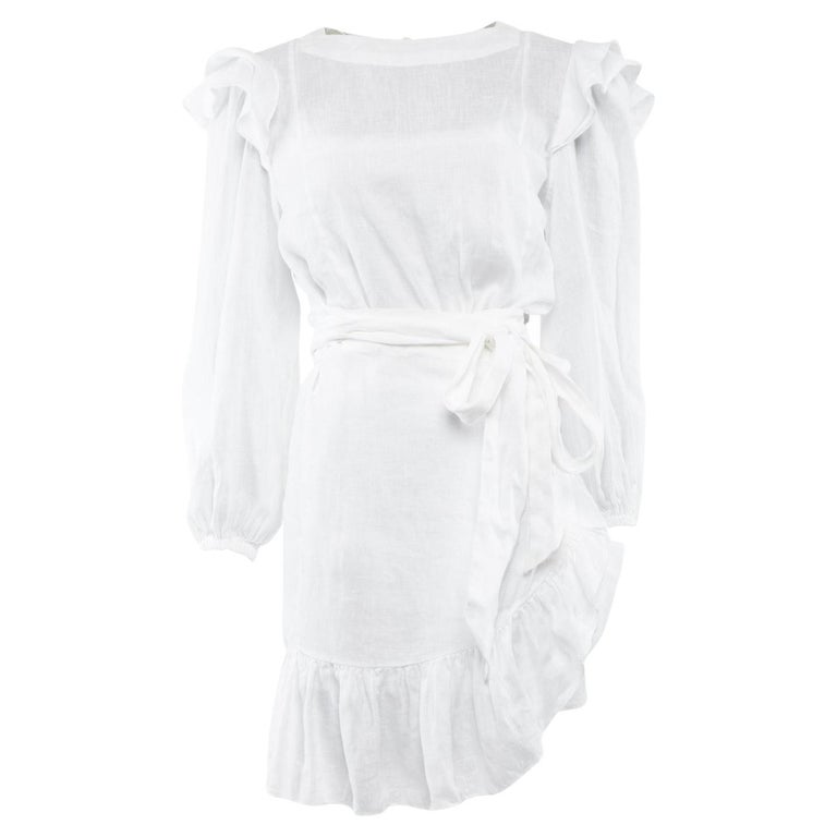 Isabel Marant Women's Isabel Marant Étoile White Linen Wrap Mini Dress ...