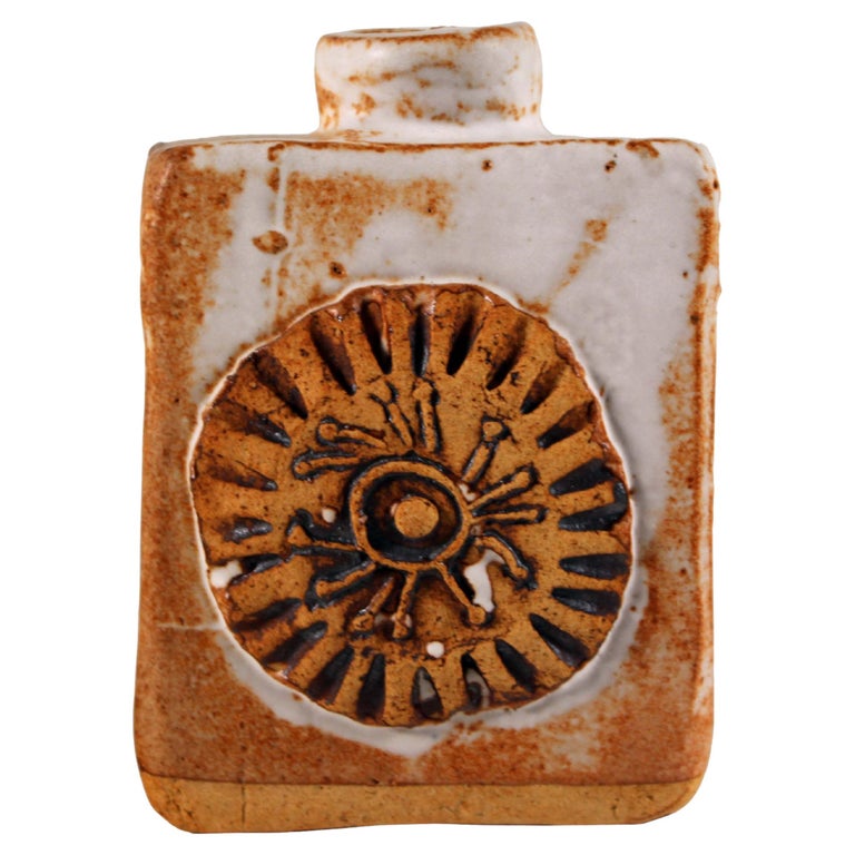 Isabel Parks Midcentury Modern Art Pottery Ceramic Vessel with Sun ...