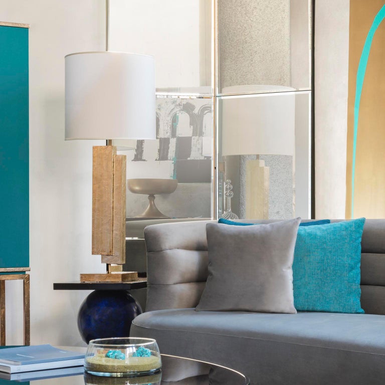 Isabella Costantini, Italy, Odilia Side Table, Lapis Blue and Dark Oak ...