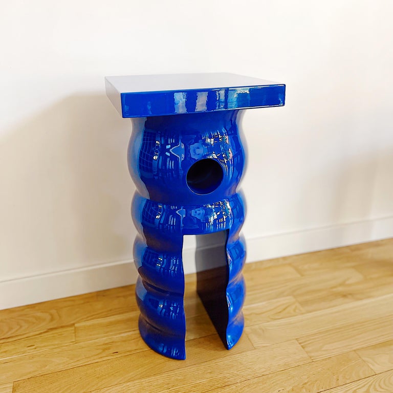 Animate Objects Isabella Side Table in Gloss Lacquered Solid Linden Wood For Sale at 1stDibs