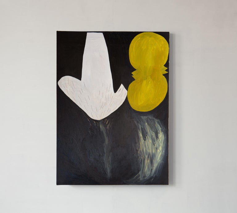 Isabelle Carr - Two Axe Heads - Modern Abstract Dark Blue Yellow White ...