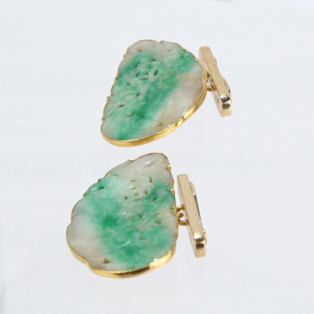 Isabelle Posillico Gold and Chinese Jade or Jadeite Cufflinks For Sale ...