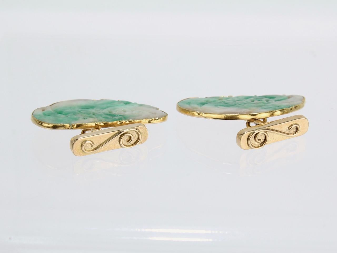 Isabelle Posillico Gold and Chinese Jade or Jadeite Cufflinks For Sale ...