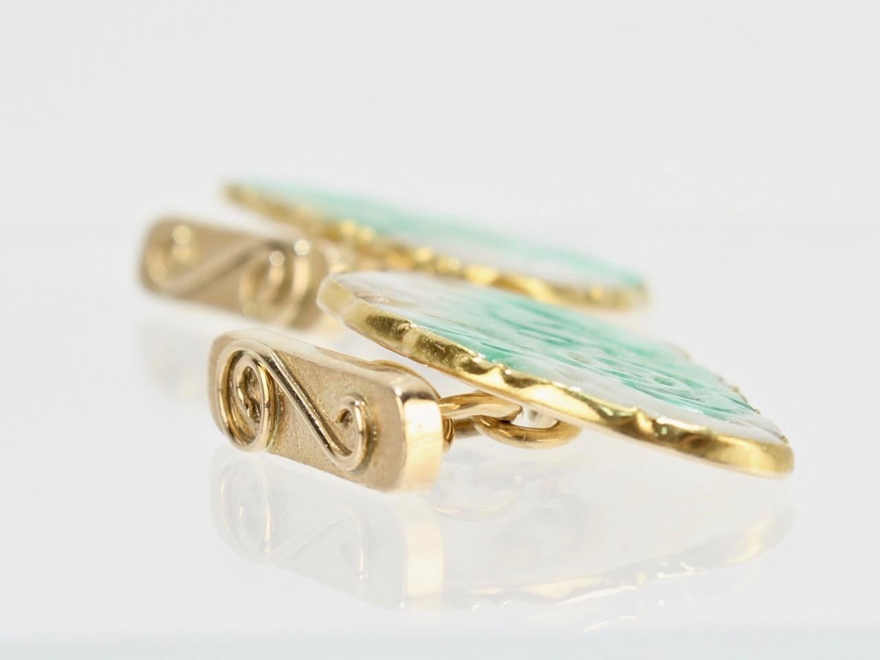 Isabelle Posillico Gold and Chinese Jade or Jadeite Cufflinks For Sale ...