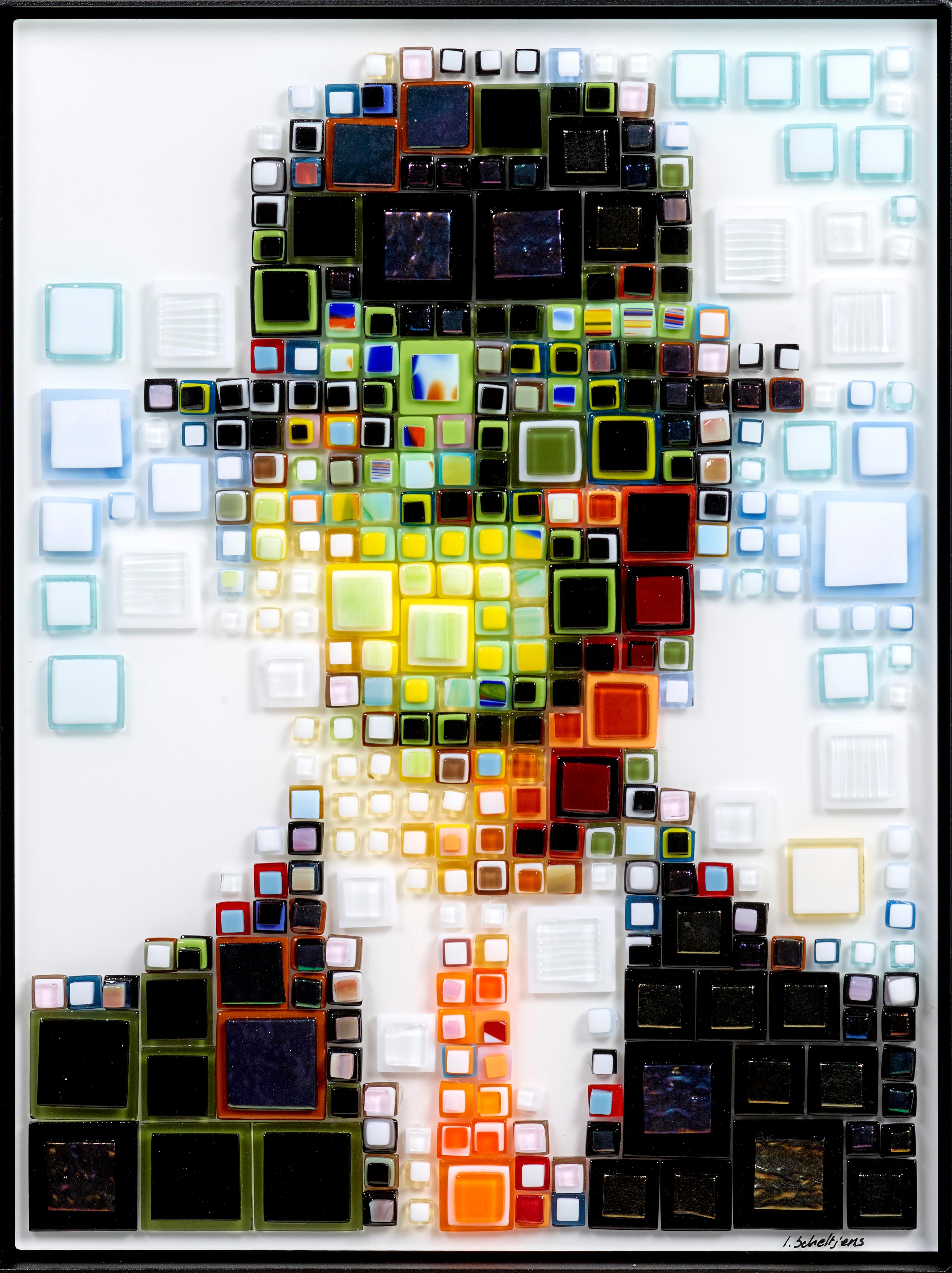 Isabelle Scheltjens - "Elevator Girl" - glassfusing, pointillism, pop ...