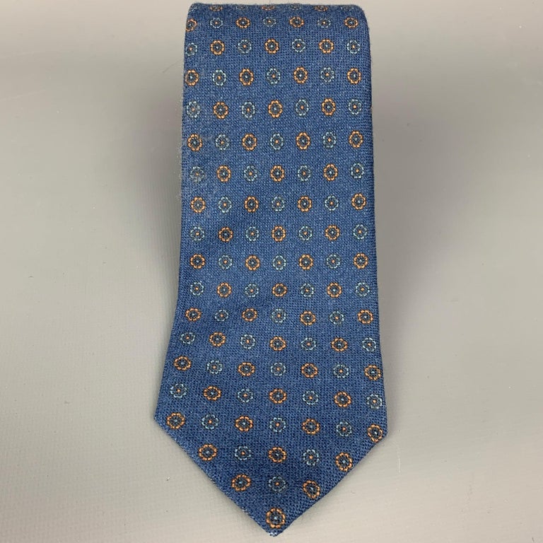 ISAIA Blue and Yellow Floral Wool Tie For Sale at 1stDibs