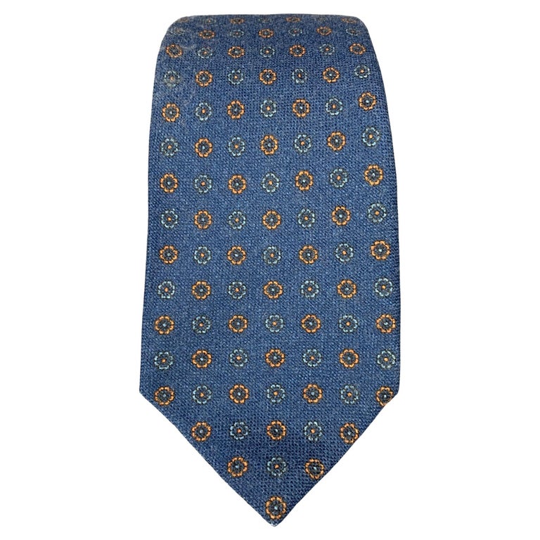 ISAIA Blue and Yellow Floral Wool Tie For Sale at 1stDibs