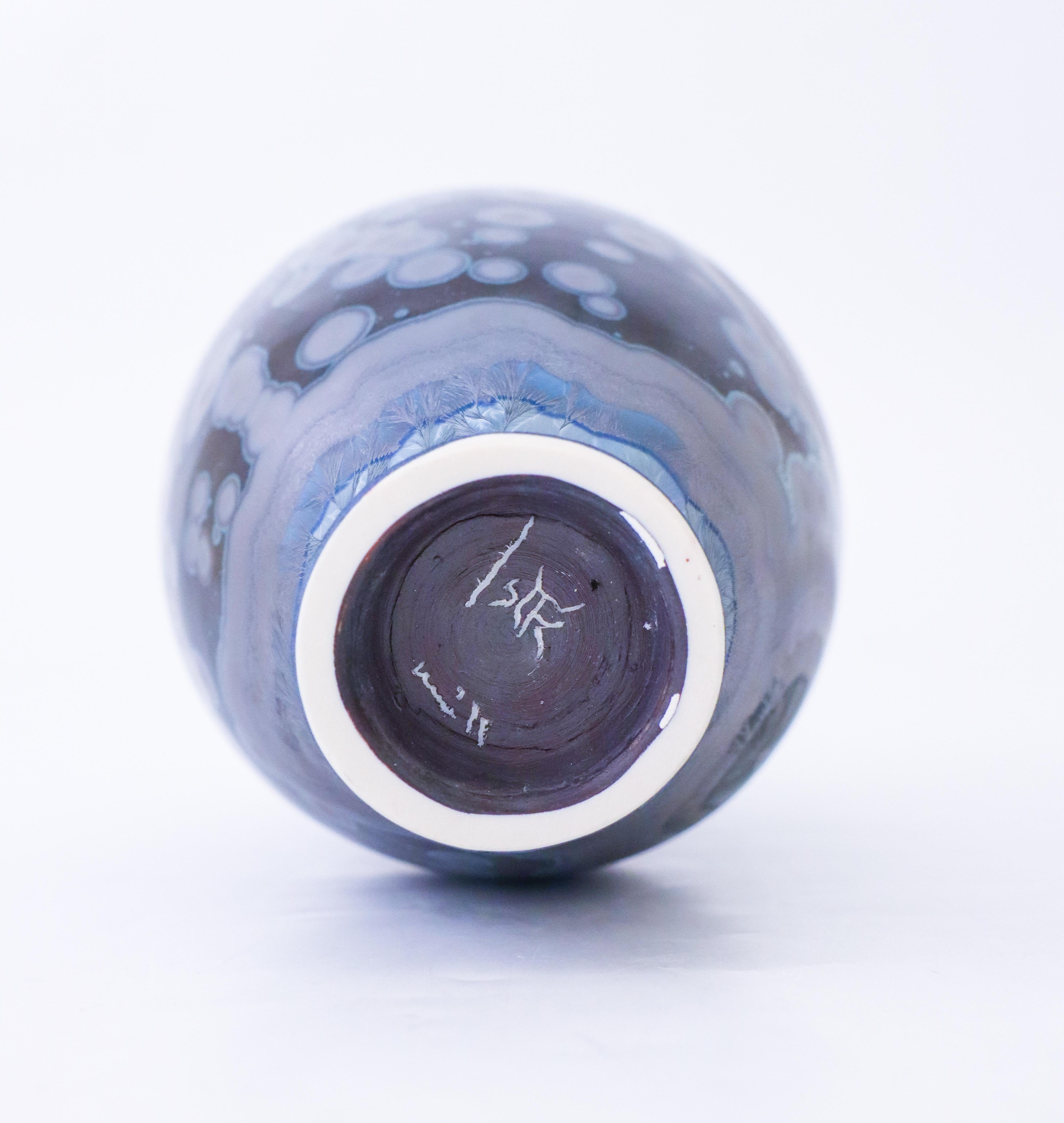 Isak Isaksson Black and Blue Ceramic Vase Crystalline Glaze ...