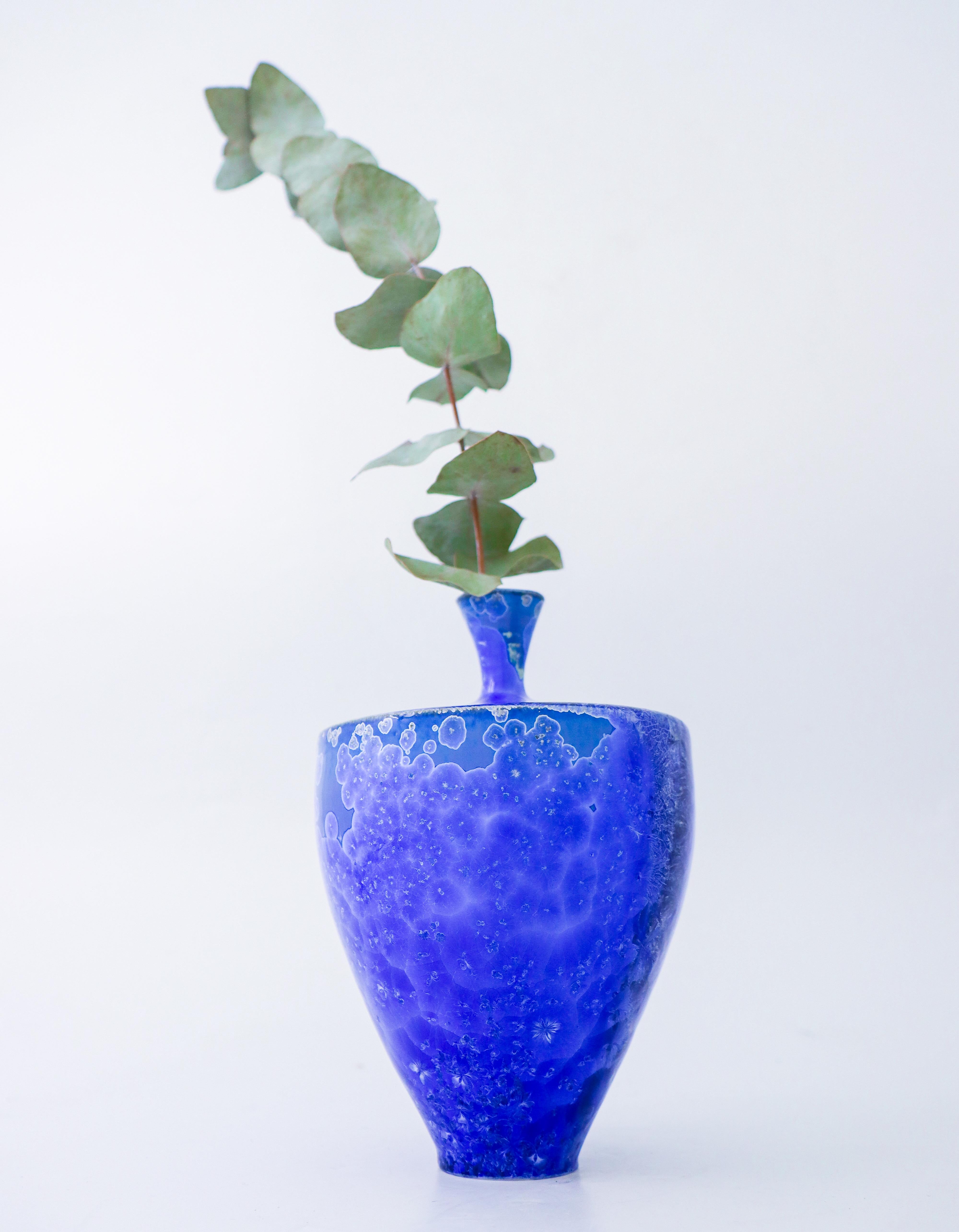 Isak Isaksson Deep Blue Ceramic Vase Crystalline Glaze Contemporary ...