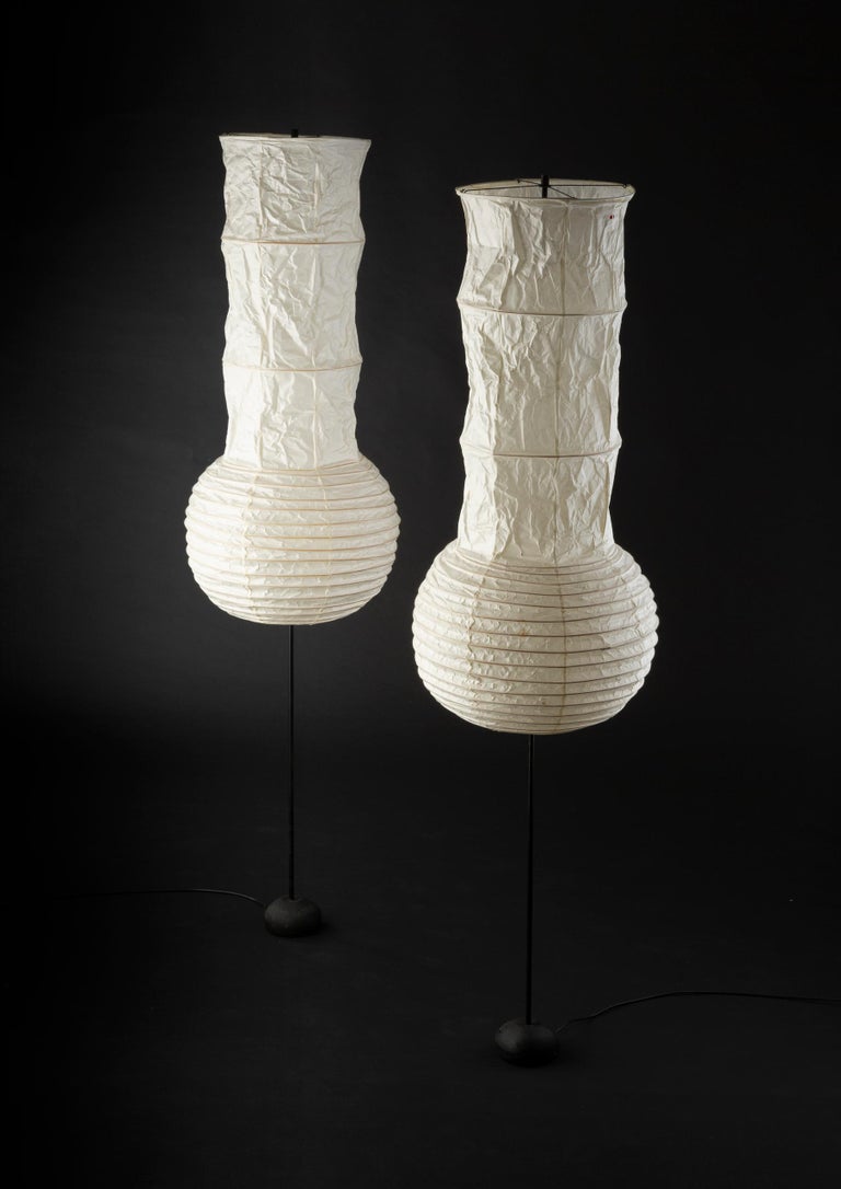 Isamu Noguchi Pair of Akari S2 on Single Stem Base T3, Ozeki, 1951 For Sale at 1stDibs