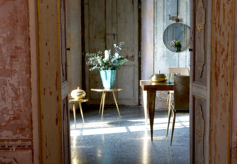 'Ishtar' Modern Coffee Table in Brass with Conical Ends For Sale at 1stDibs