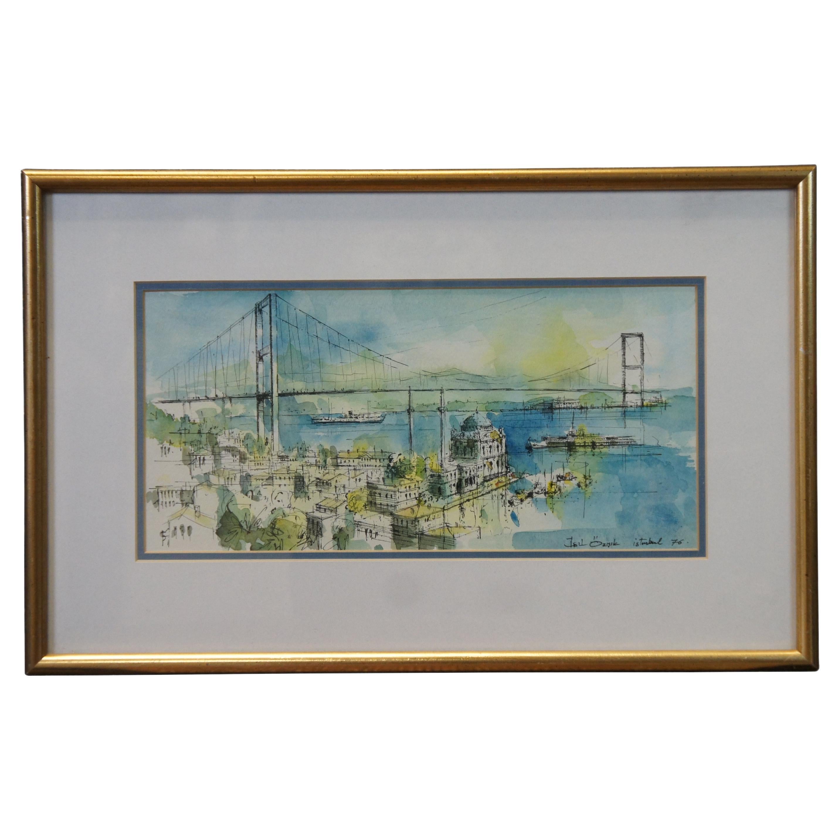 Isil Ozisik Istanbul Bridge Mosque Cityscape Harbour Watercolor ...