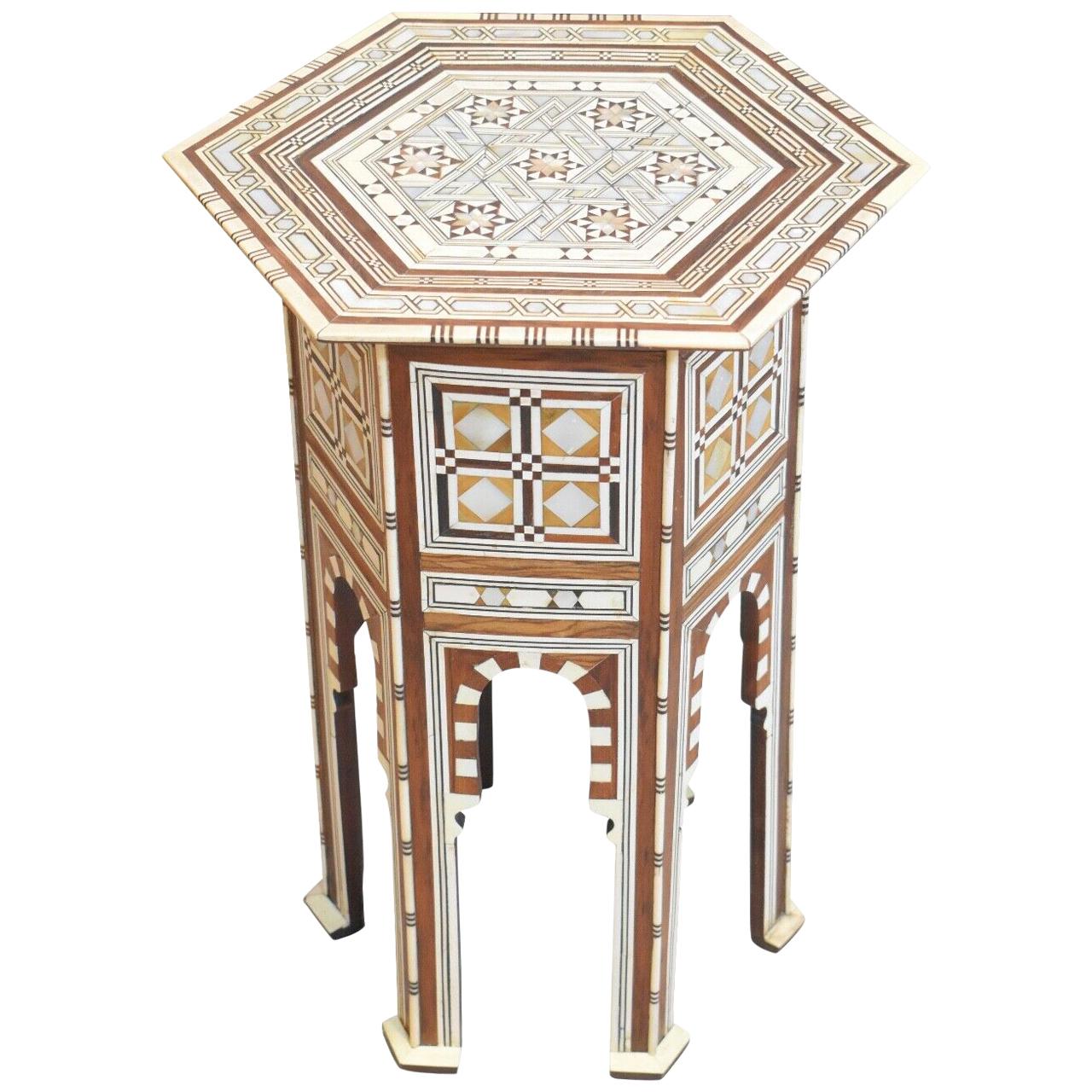 Islamic Hexagonal Occasional Table with Mother of Pearl Inlay at 1stDibs