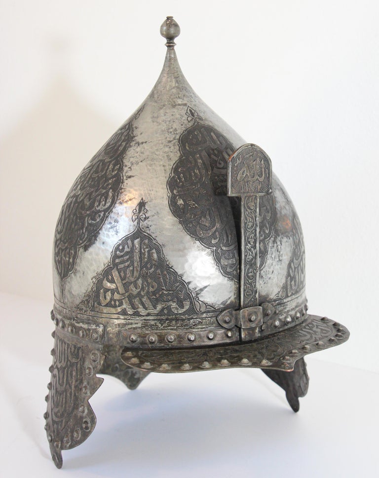 Islamic Indo Persian Kulah Khud Helmet with Arabic Inscription For Sale ...