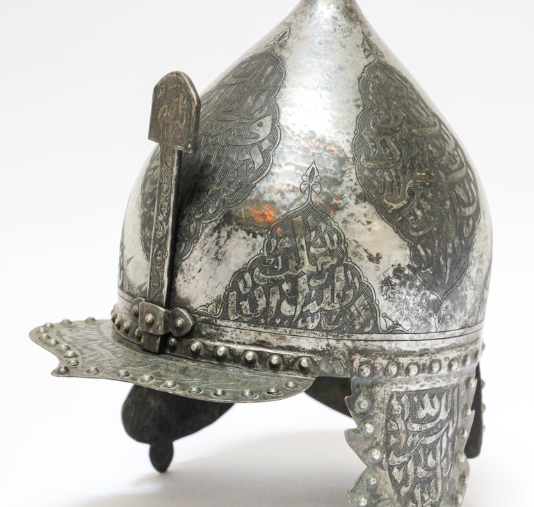 Islamic Indo Persian Kulah Khud Helmet with Arabic Inscription For Sale ...