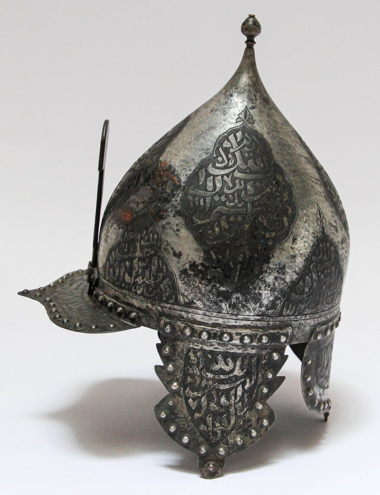 Islamic Indo Persian Kulah Khud Helmet with Arabic Inscription For Sale ...