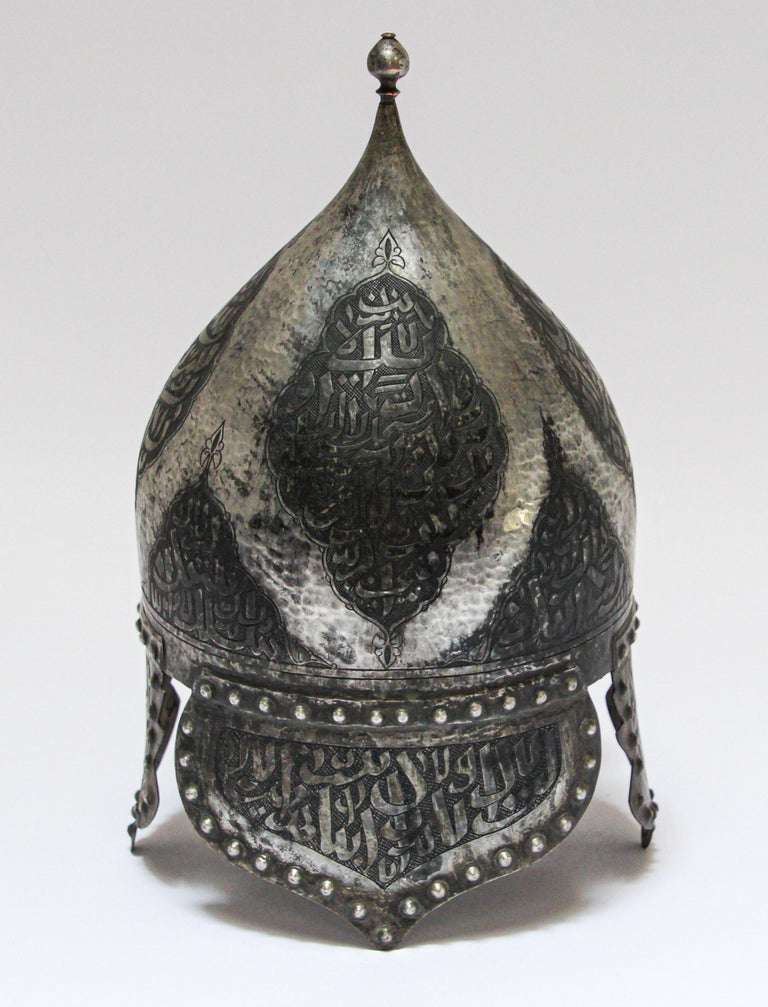 Islamic Indo Persian Kulah Khud Helmet with Arabic Inscription For Sale ...
