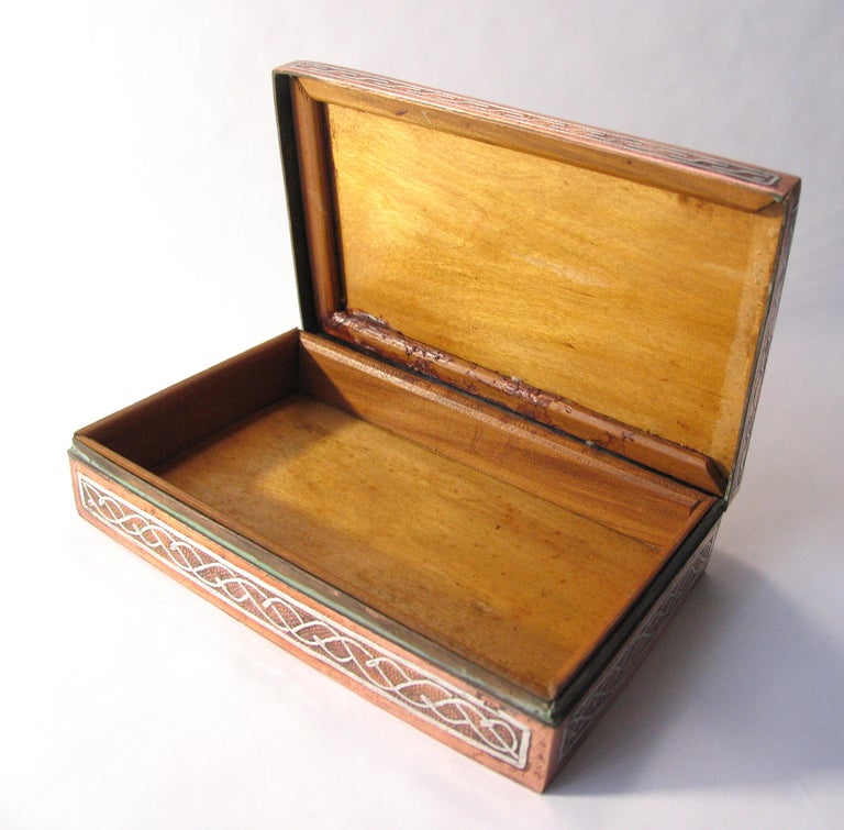 Damascened Copper Jewelry Box With Silver Islamic Calligraphy Inlay For ...