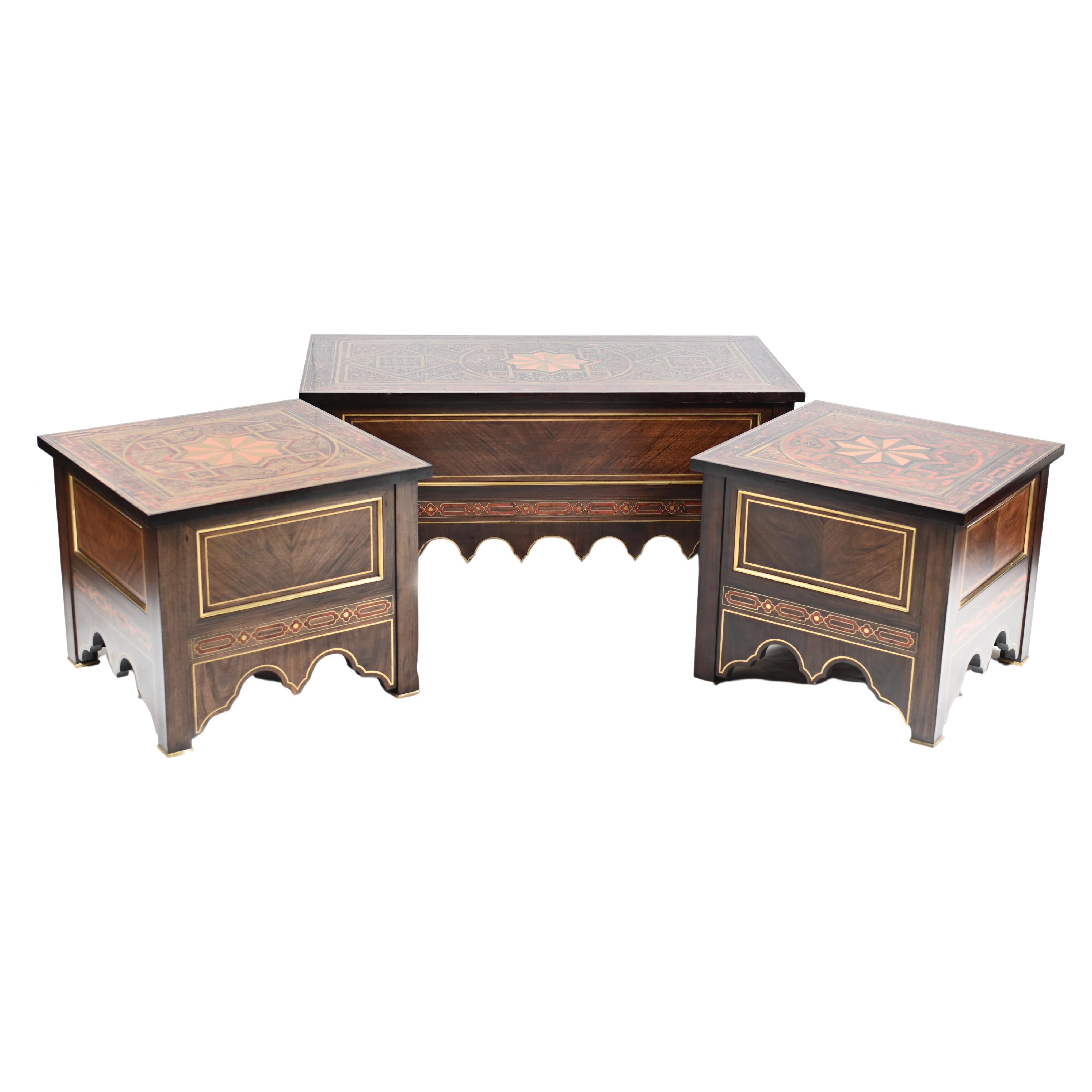 Islamic Side Coffee Table Set Boulle Inlay, 1920 For Sale at 1stDibs