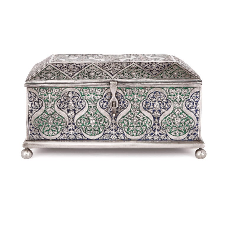Islamic Style Silver and Enamel Jewelry Box at 1stDibs | enamel ...