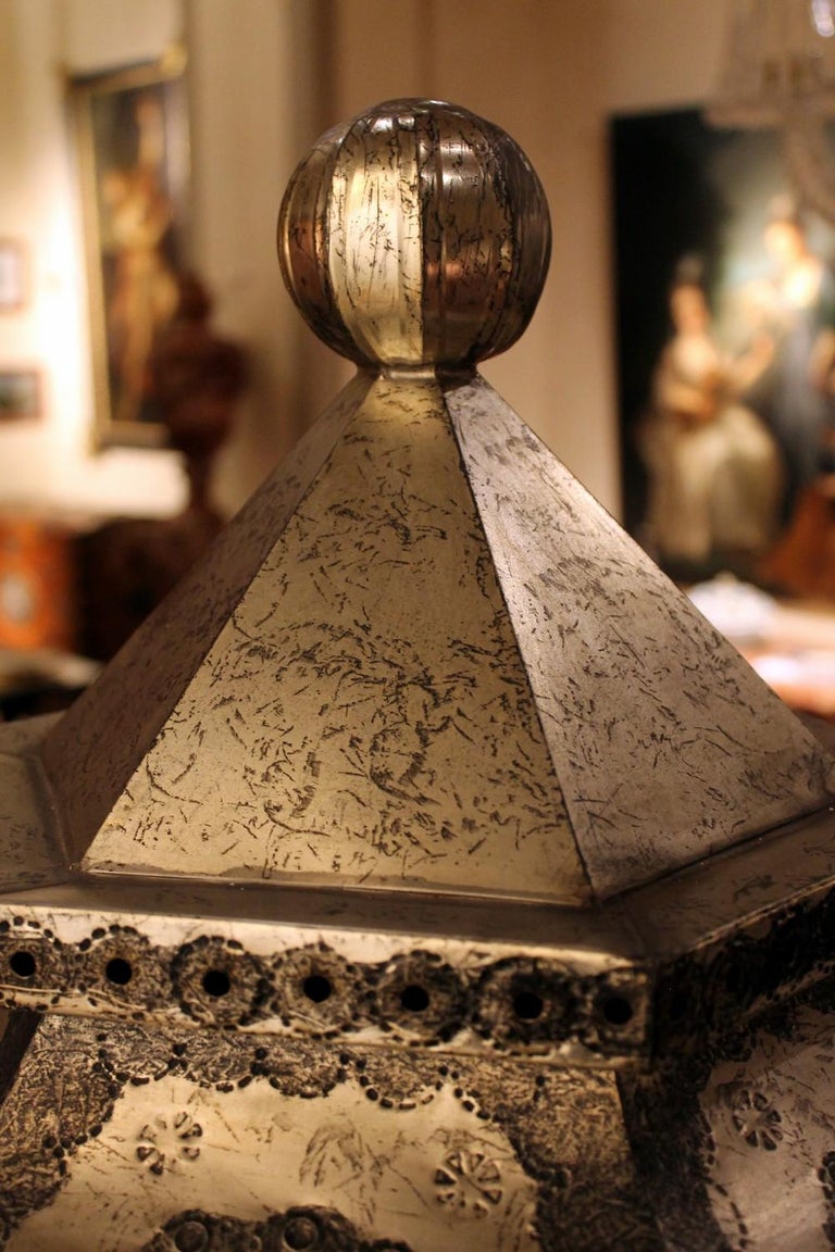 Islamic Style Silvered Metal and Glass Illuminated Display Cabinet with ...