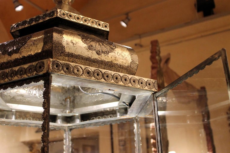 Islamic Style Silvered Metal and Glass Illuminated Display Cabinet with ...