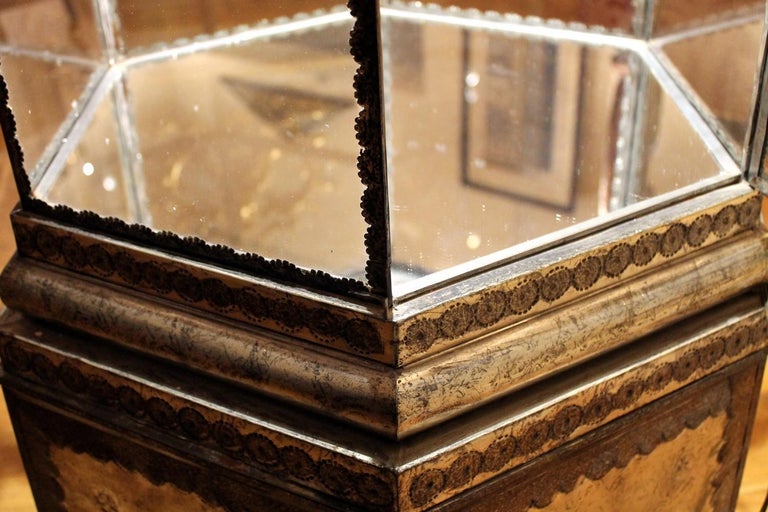 Islamic Style Silvered Metal and Glass Illuminated Display Cabinet with ...