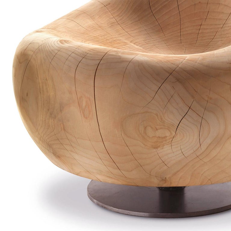 Island Armchair Cedar Wood on Swivel Iron lacquered Base For Sale at ...