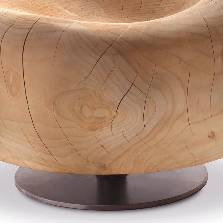 Island Armchair Cedar Wood on Swivel Iron lacquered Base For Sale at ...