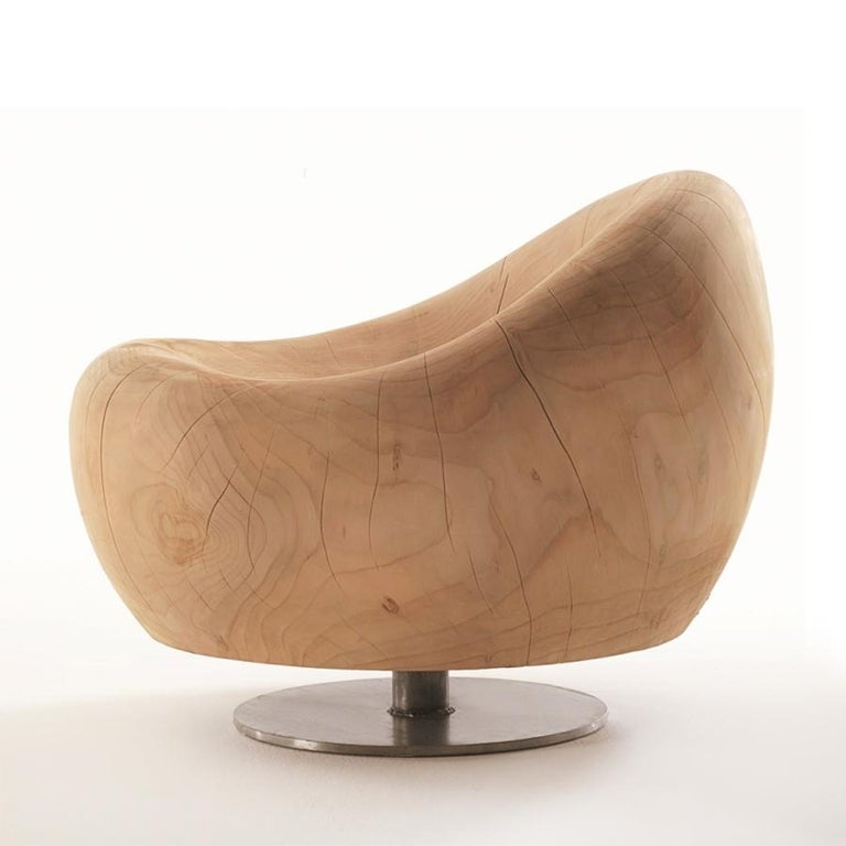 Island Armchair Cedar Wood on Swivel Iron lacquered Base For Sale at ...