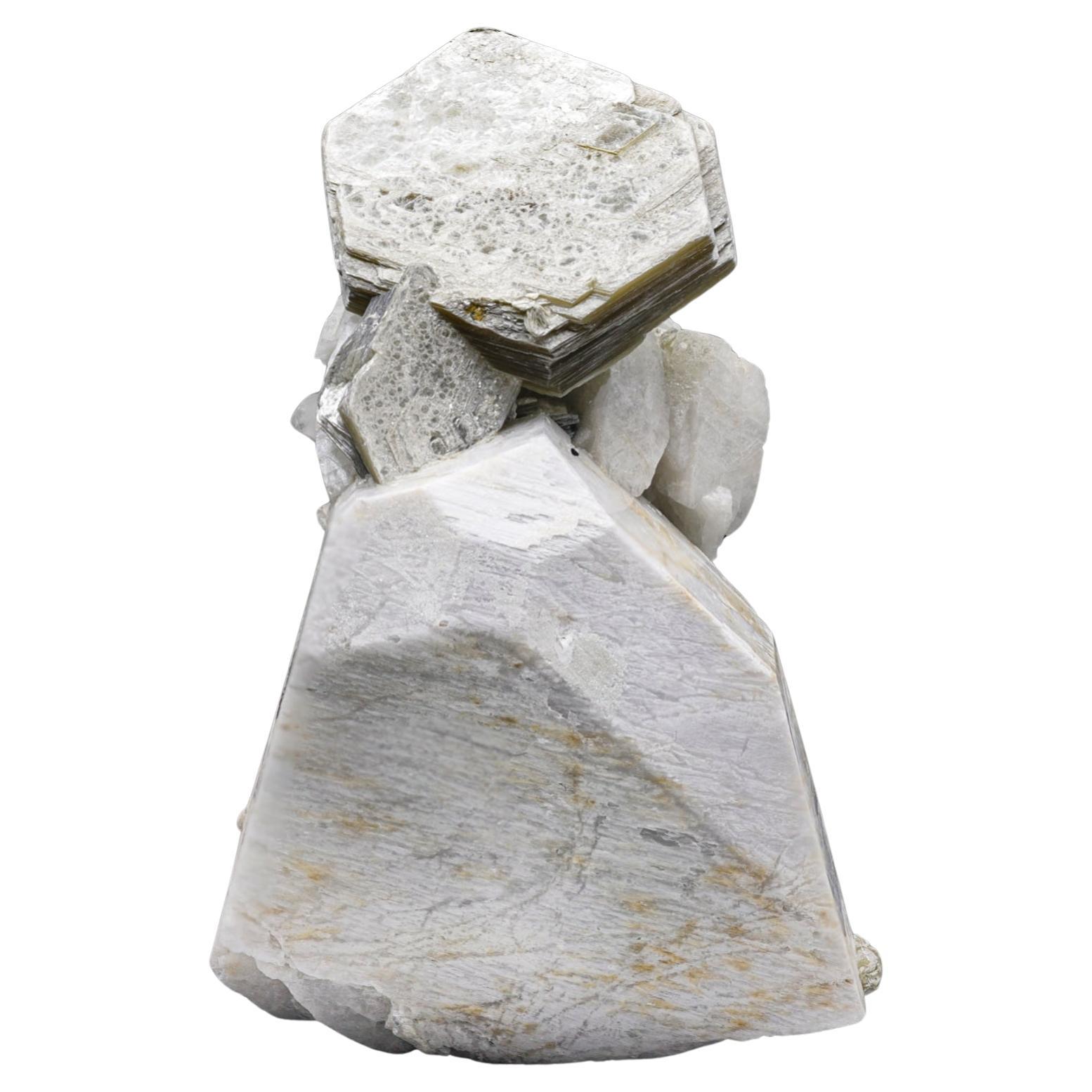 Elongated Microcline Feldspar Crystals On Cleavelandite Specimen From ...