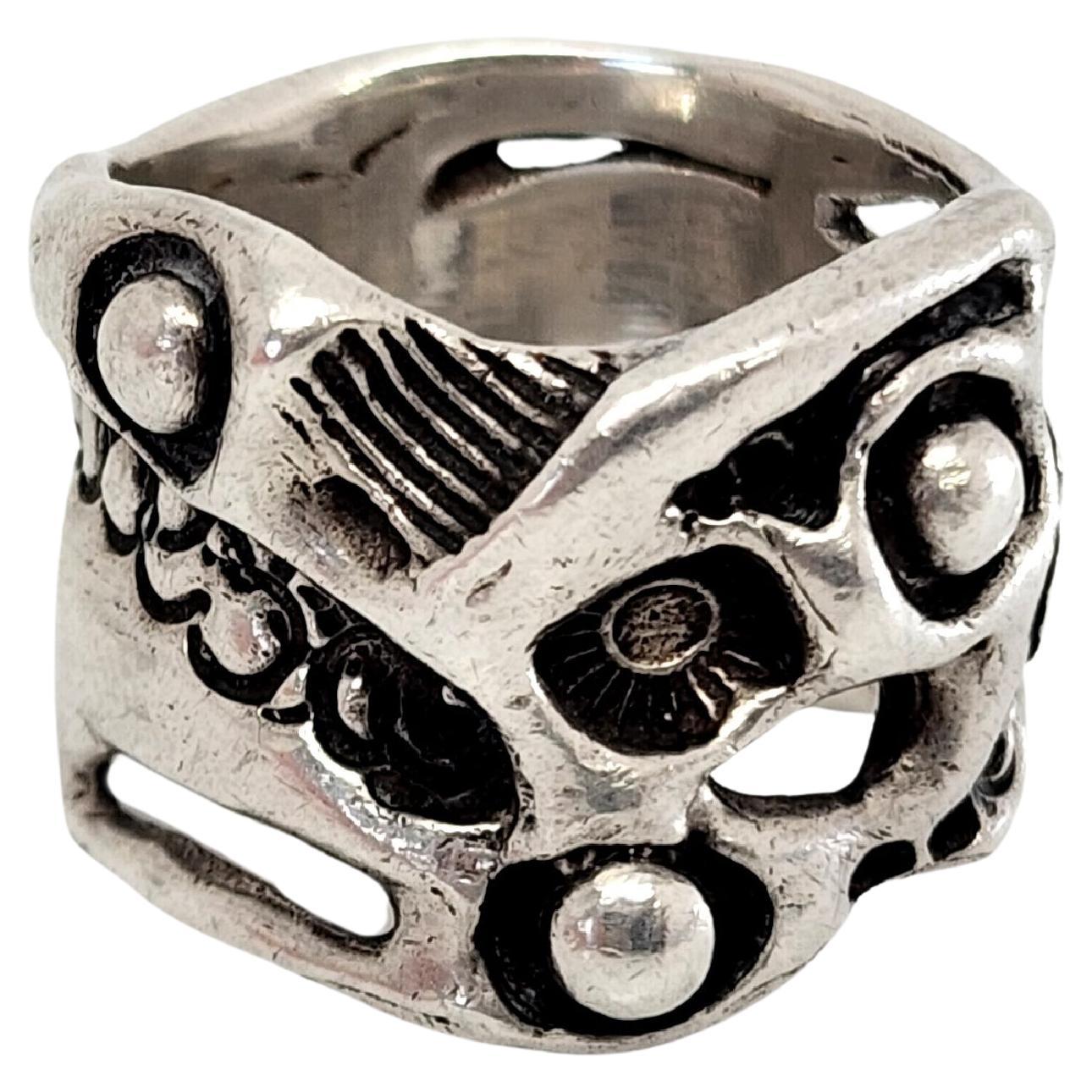 Israel Sterling Silver Fossil Wide Band Ring Size 10 #13356 For Sale at ...