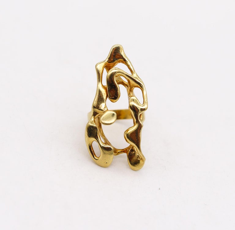 Israeli Artist Studio Organic Freeform Sculptural Ring in 18 Karat ...