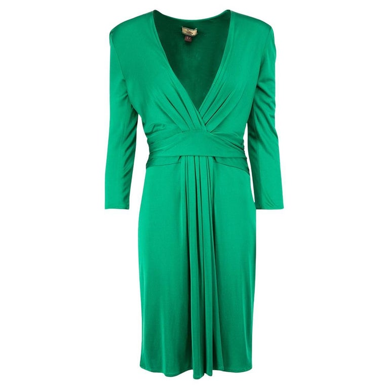 Issa London Women's Green 3/4 Sleeve Mini Dress For Sale at 1stDibs