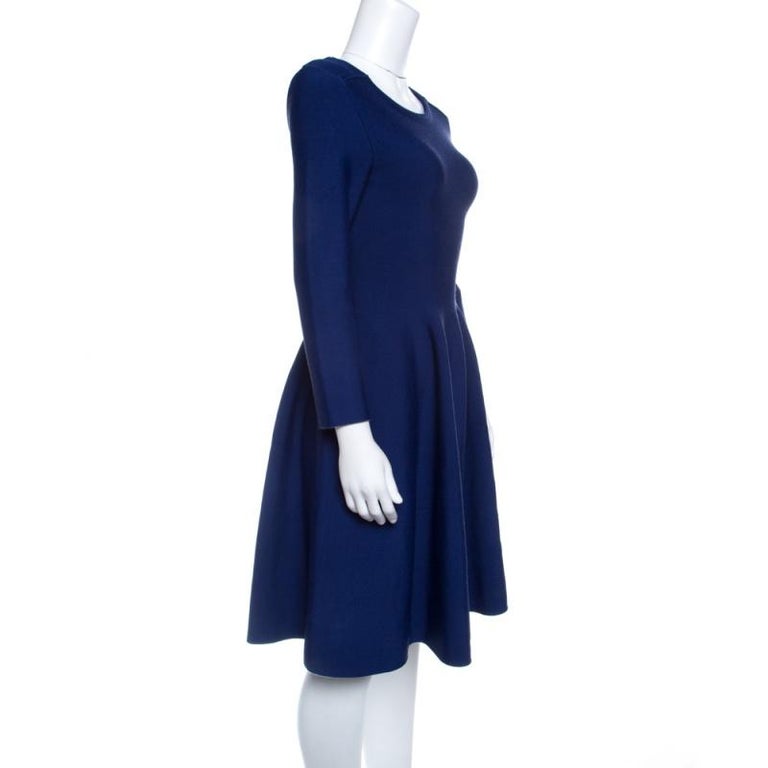 Issa Navy Blue Knit Eddington Fit and Flare Dress M For Sale at 1stDibs ...
