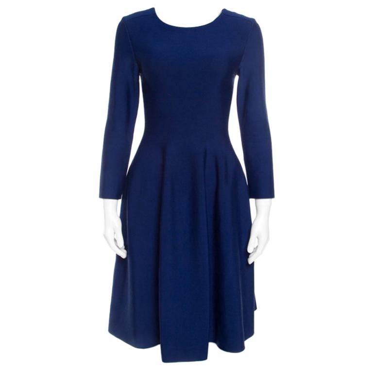 Issa Navy Blue Knit Eddington Fit and Flare Dress M For Sale at 1stDibs ...