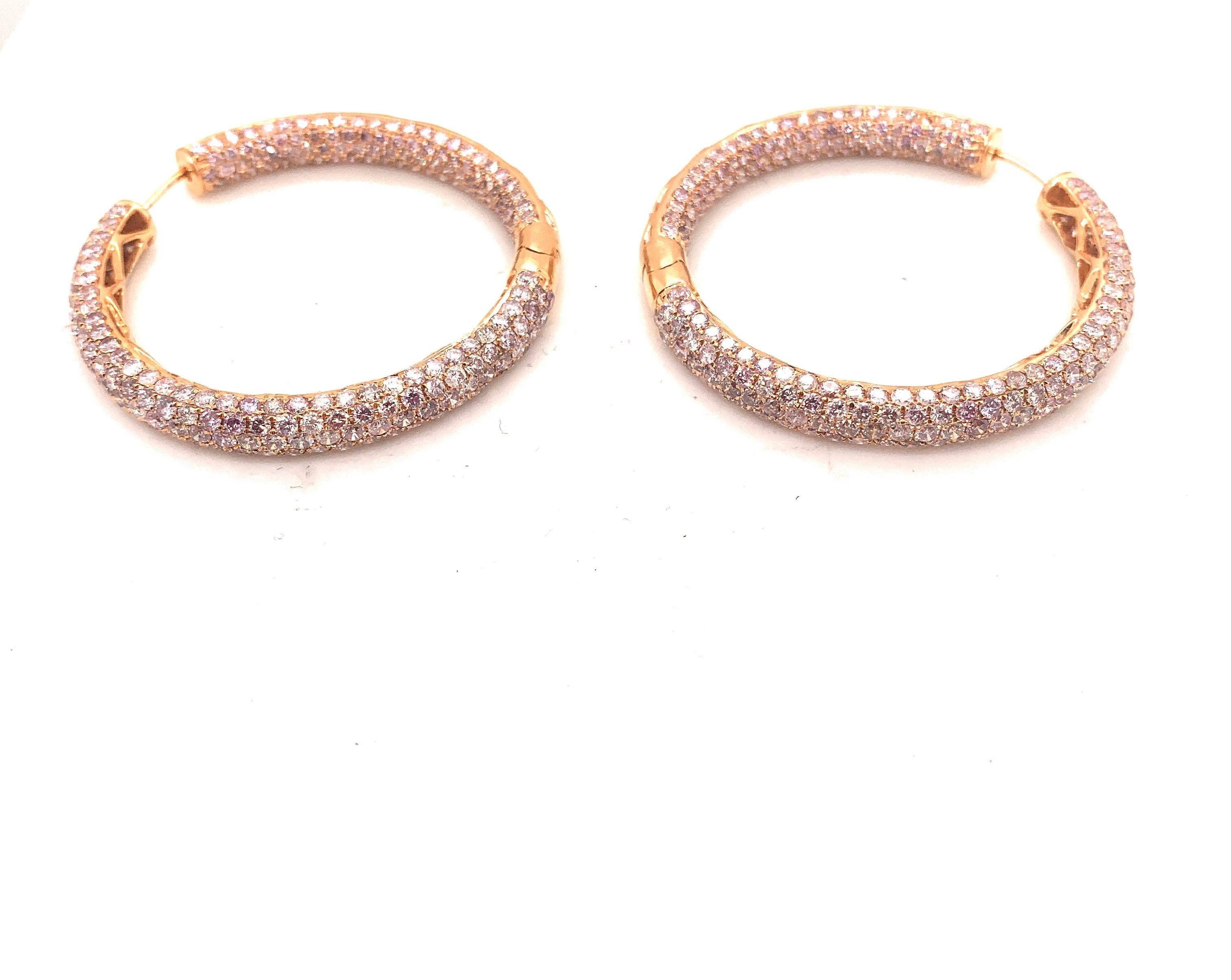 20 Carat Natural Pink Diamond Hoop Earrings For Sale at 1stDibs | pink ...