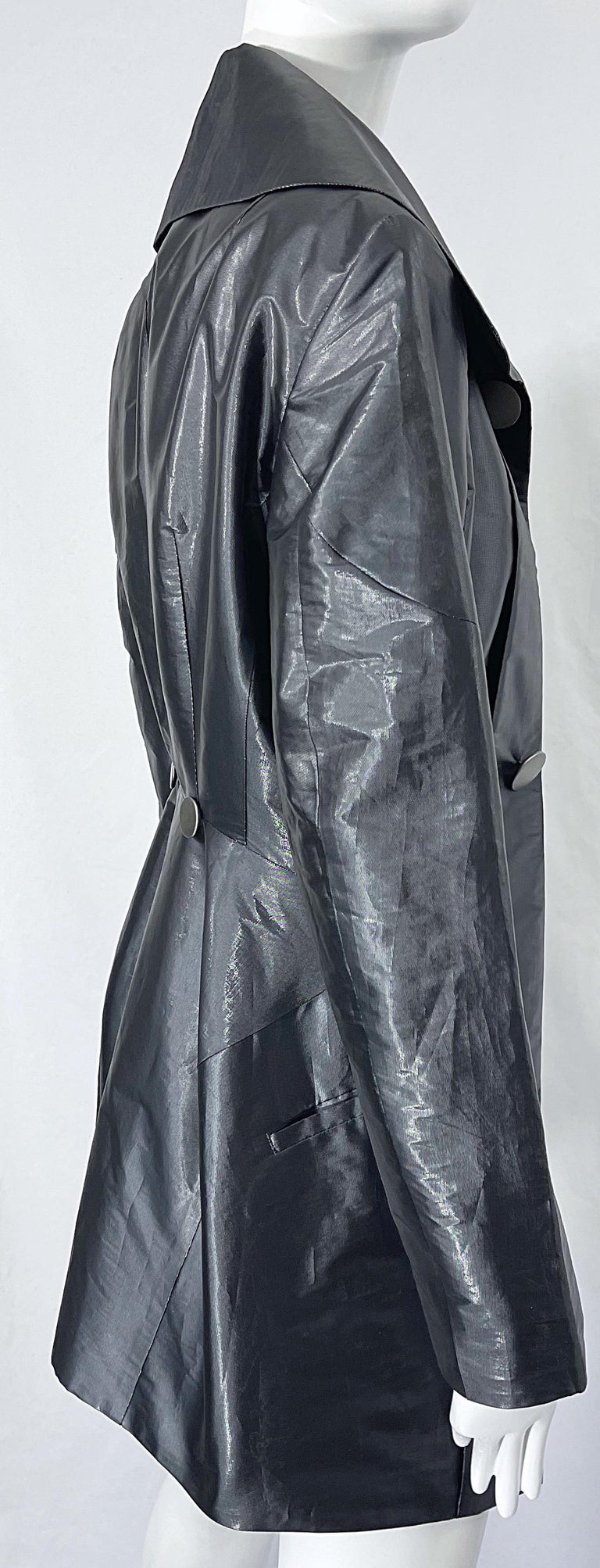 Issey Miyake 1990s Sharkskin Gray Metallic Vintage 90s Trench Jacket ...