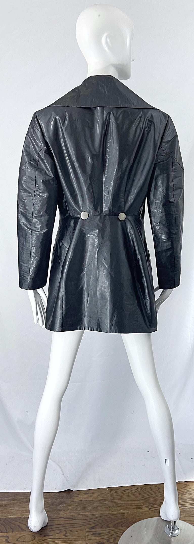 Issey Miyake 1990s Sharkskin Gray Metallic Vintage 90s Trench Jacket ...