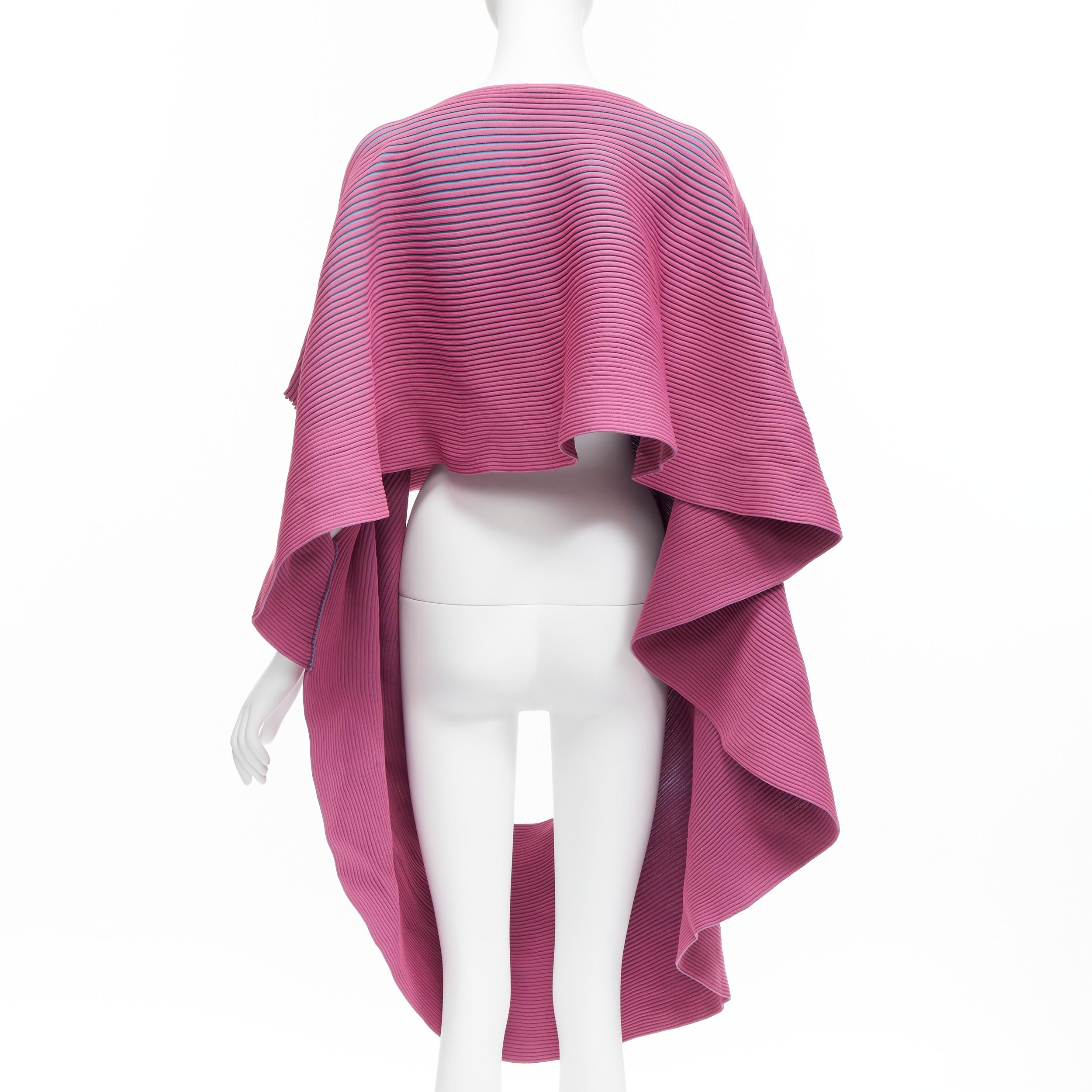 ISSEY MIYAKE 2022 pink blue ribbed knit 3D circle cut draped sweater ...