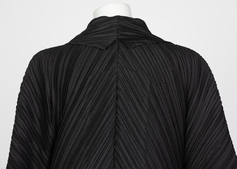 Issey Miyake Black Sculptural Pleated Cocoon Coat For Sale at 1stDibs ...
