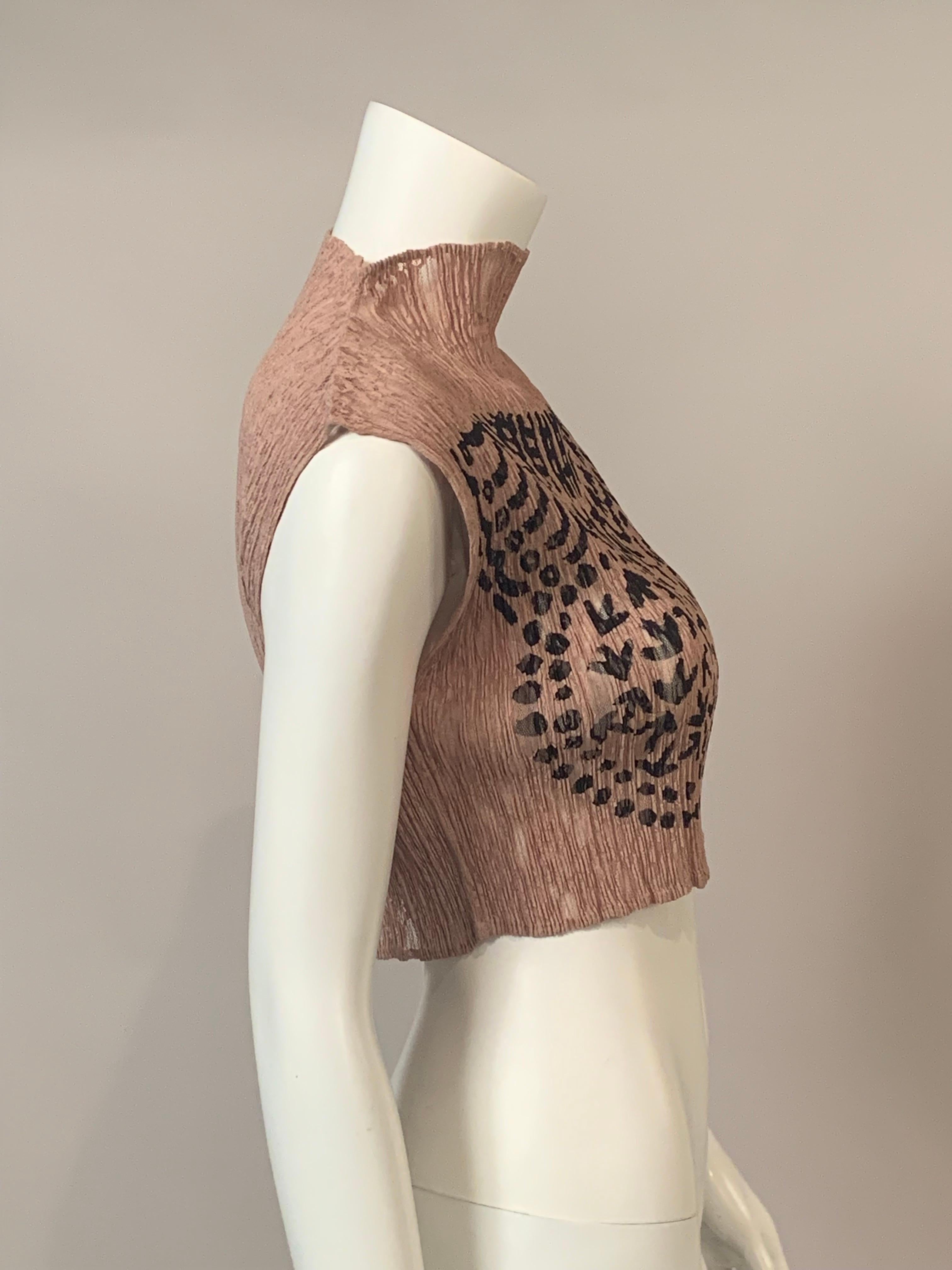 Issey Miyake Graphic Semi Sheer Pleated Tulle Top For Sale at 1stDibs