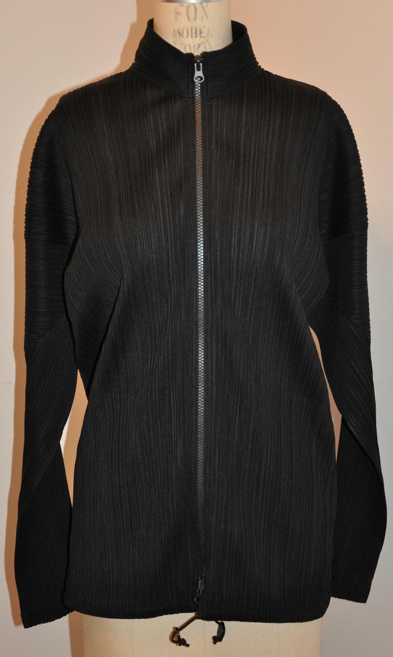 Issey Miyake "Limited Edition" Jet-Black High-Collared, 2-Way Zipper ...